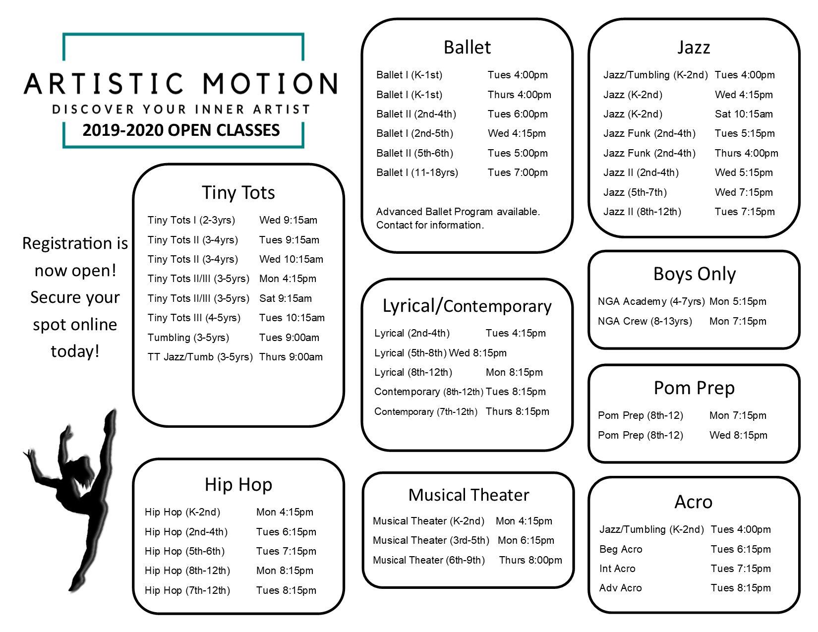 Class Schedule – Artistic Motion Dance